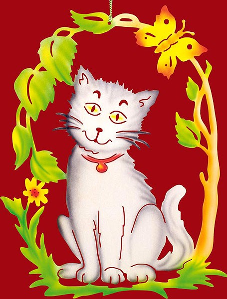 Fensterbild Katze farbig