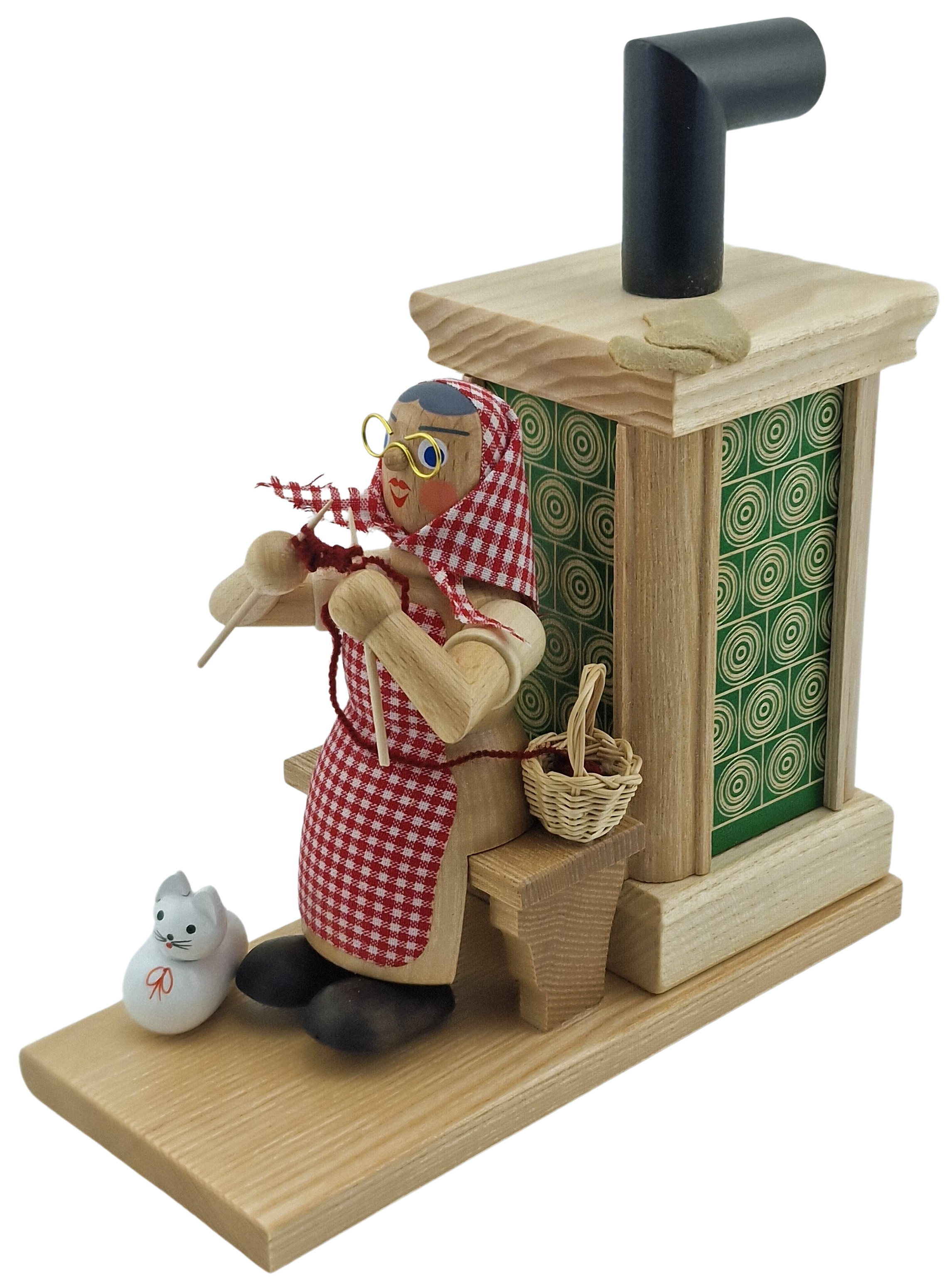 Räuchermann Oma am Ofen - Ofen grün