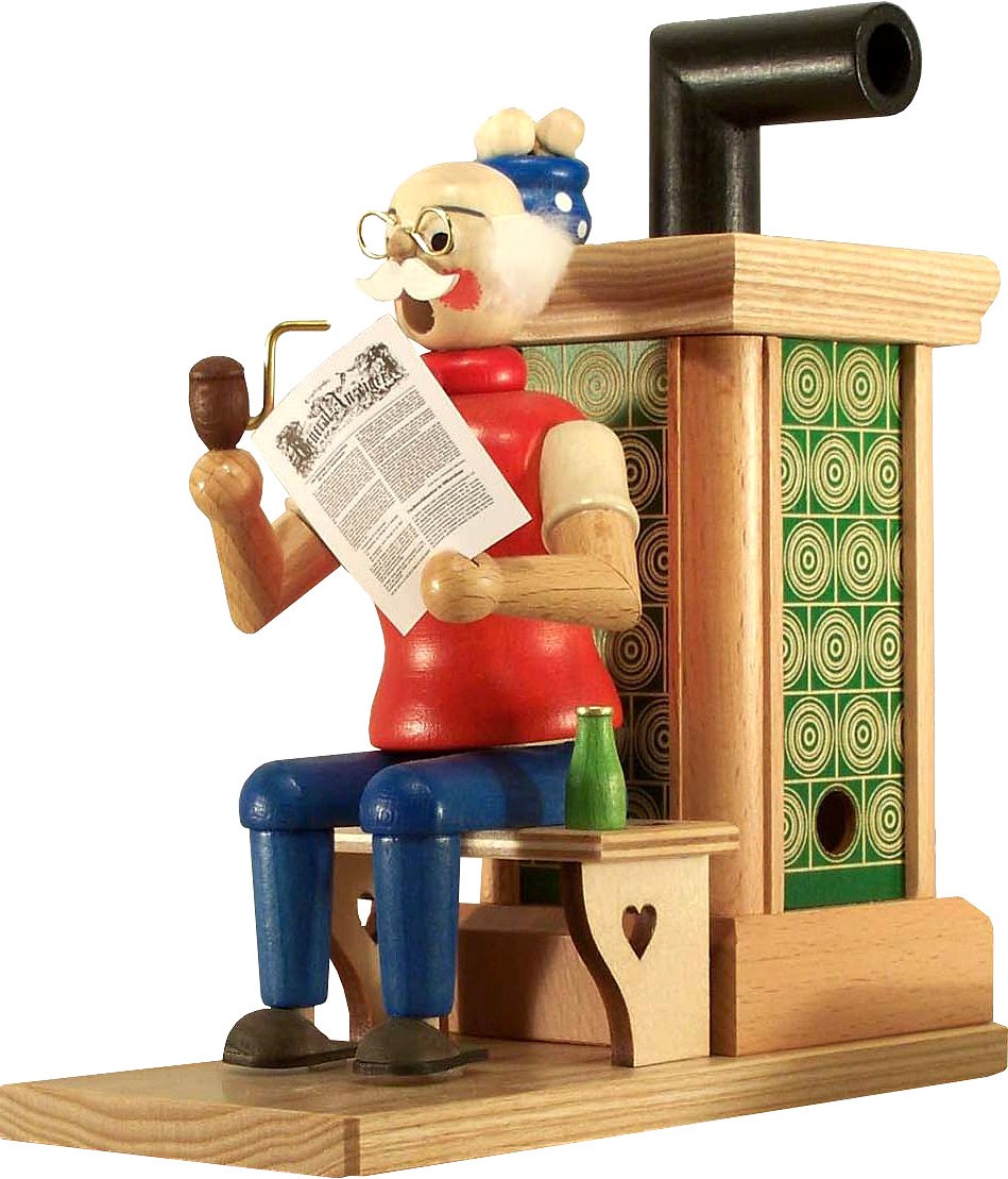 Räuchermann Opa am Ofen - grün